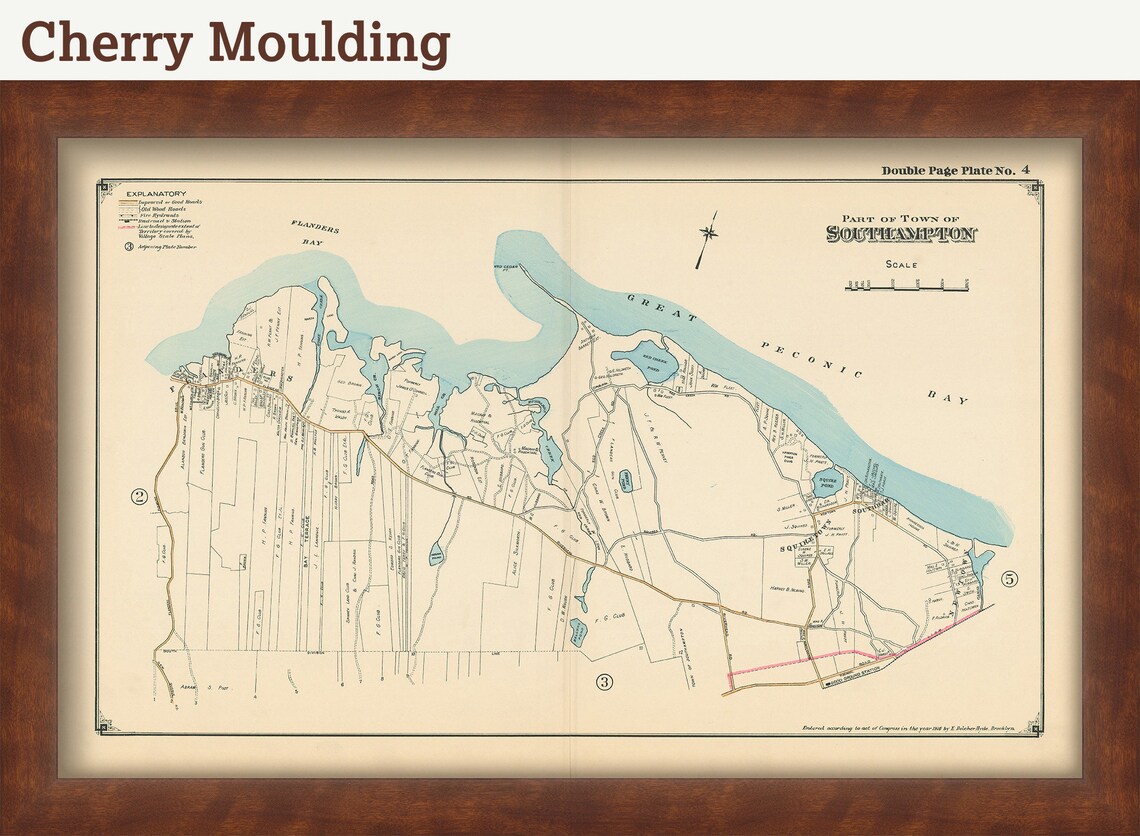 South Hampton, Great Peconic Bay, Long Island, New York Map From 1916 ...