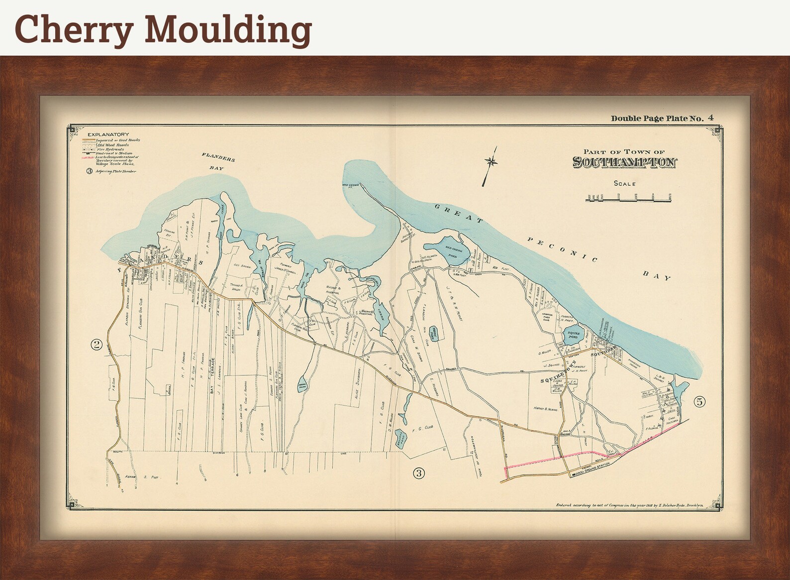 South Hampton, Great Peconic Bay, Long Island, New York Map From 1916 ...