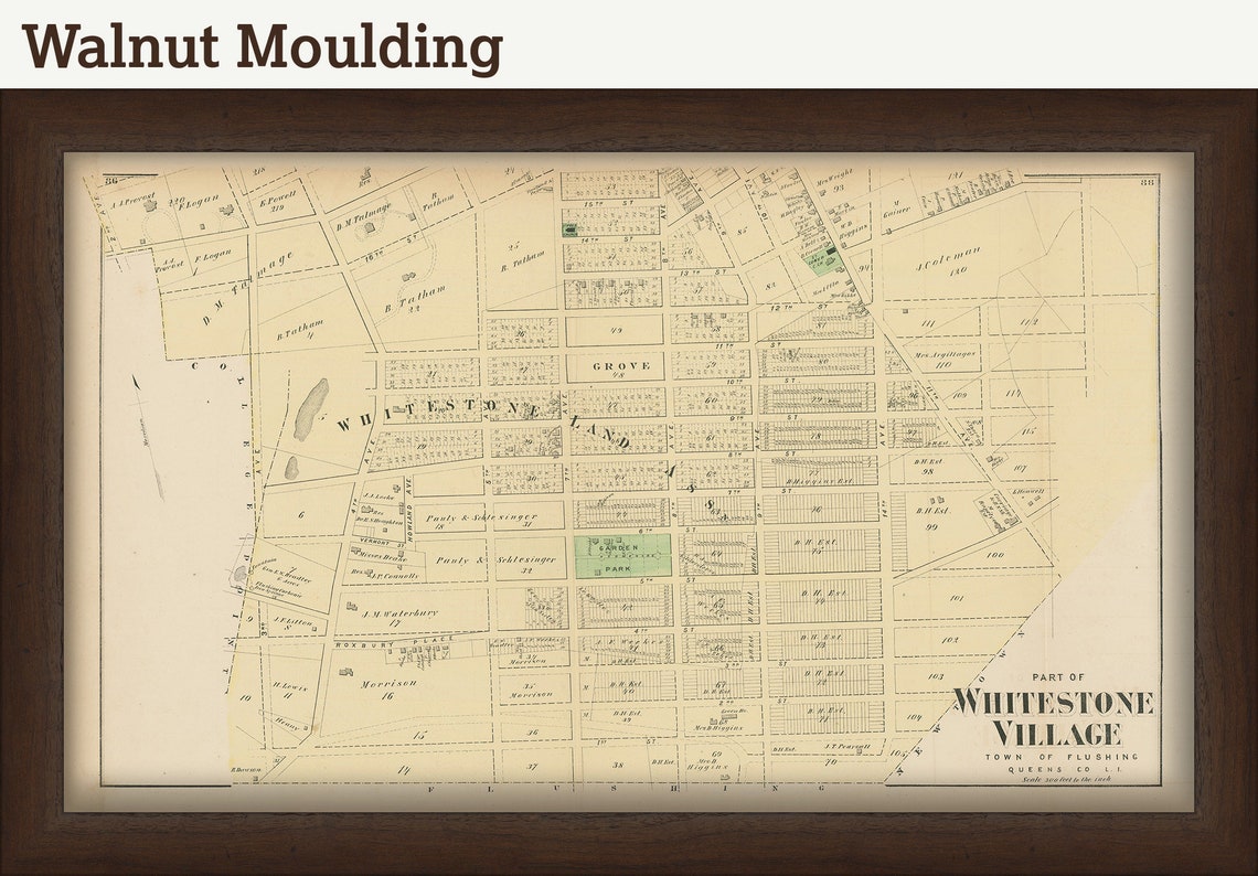 Whitestone Village Flushing New York 1873 Map Replica and | Etsy