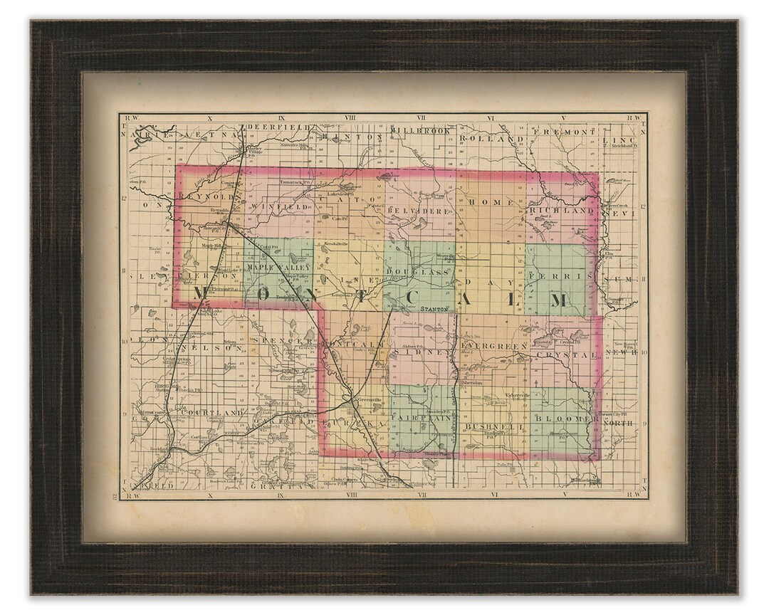 MONTCALM COUNTY, Michigan 1873 Map - Replica or Genuine Original - Etsy