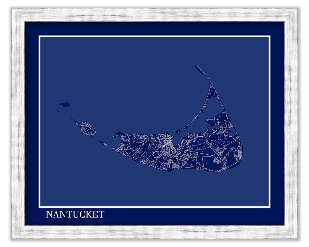 NANTUCKET, Massachusetts - Contemporary Map Poster Blueprint - Etsy