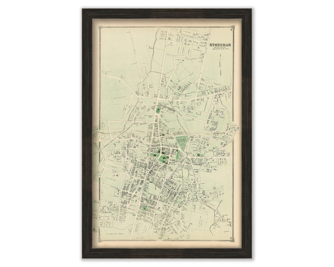 Village of STONEHAM, Massachusetts 1875 Map - Replica or Genuine ...