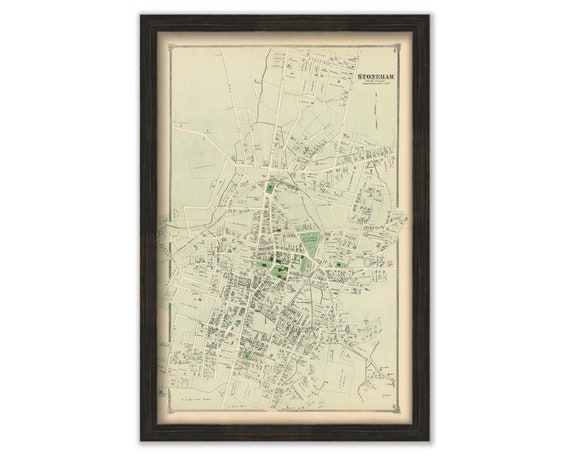 Village of STONEHAM Massachusetts 1875 Map Replica or | Etsy