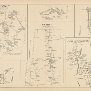 SWANZY and SURRY, New Hampshire 1892 Map, Replica or Genuine ORIGINAL ...
