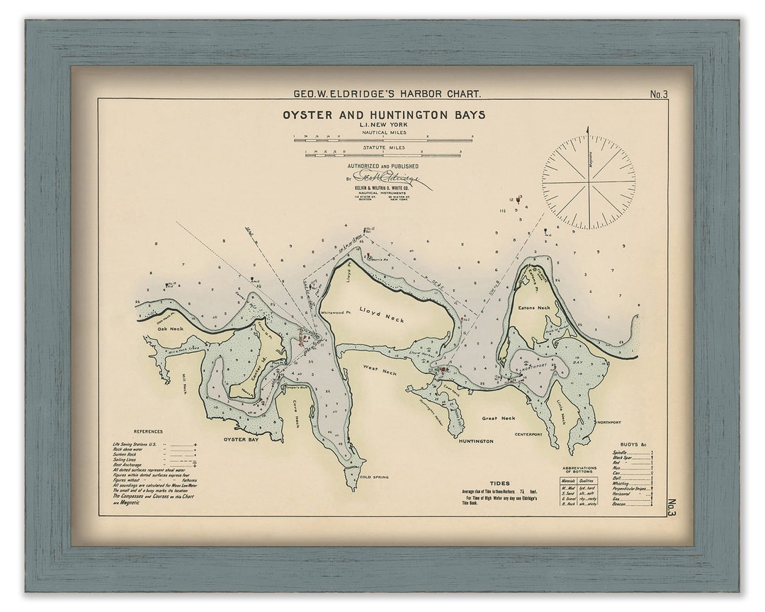 Oyster Bay, Long Island, NY - Nautical Chart by George W. Eldridge ...