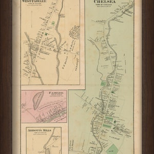 Villages of FAIRLEE and CHELSEA, Vermont 1877 Map - Replica or Genuine ...