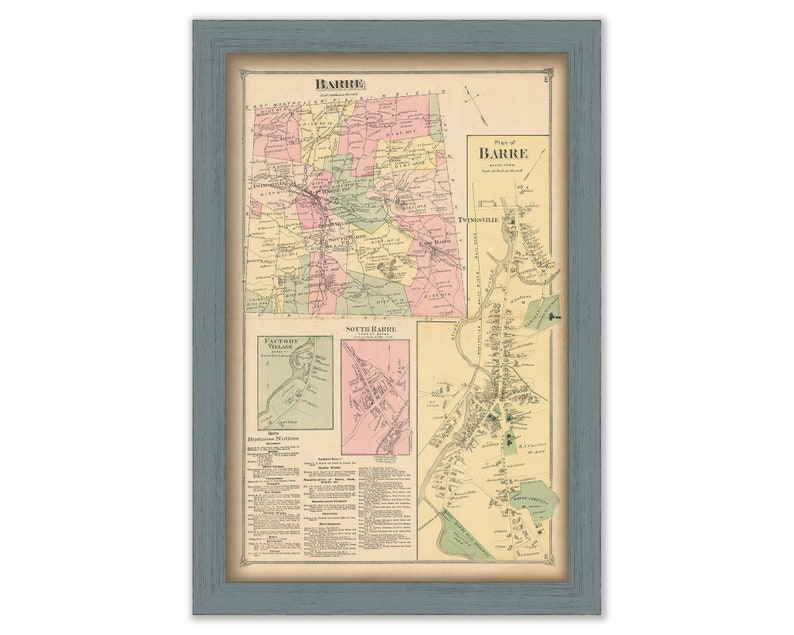BARRE, Vermont - 1873 Map - Etsy