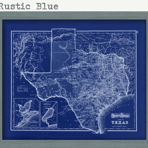 STATE of TEXAS - 1873 Map Blueprint - Etsy