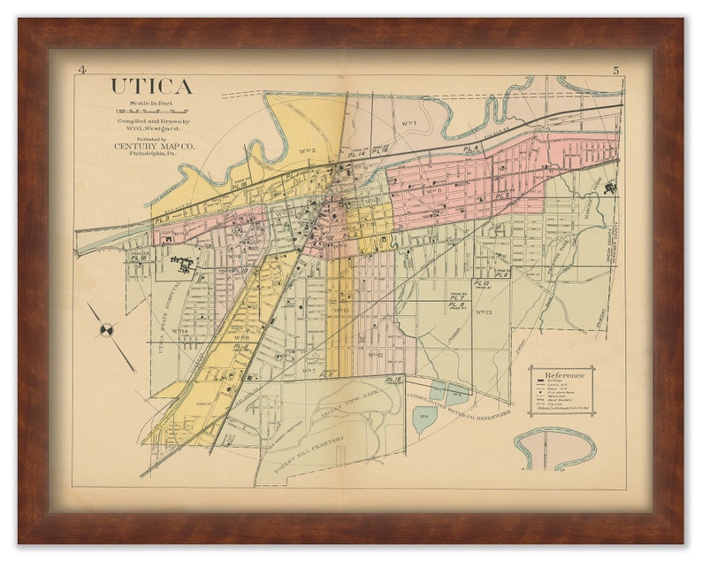 UTICA New York 1907 Map - Etsy