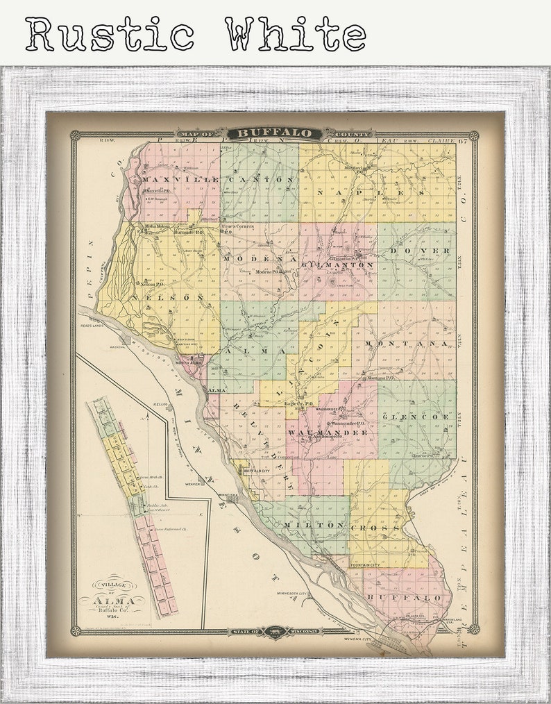BUFFALO COUNTY Wisconsin 1878 Map Replica or Genuine | Etsy