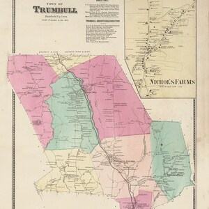 TRUMBULL, Connecticut Map 1867 - Etsy