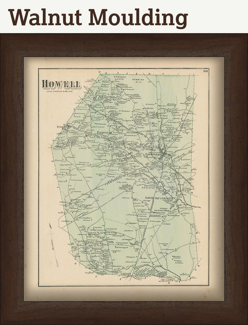 HOWELL New Jersey 1873 Map Replica or Genuine ORIGINAL - Etsy