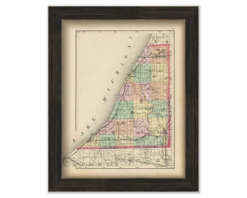 BERRIEN COUNTY Michigan 1873 Map Replica or Genuine - Etsy