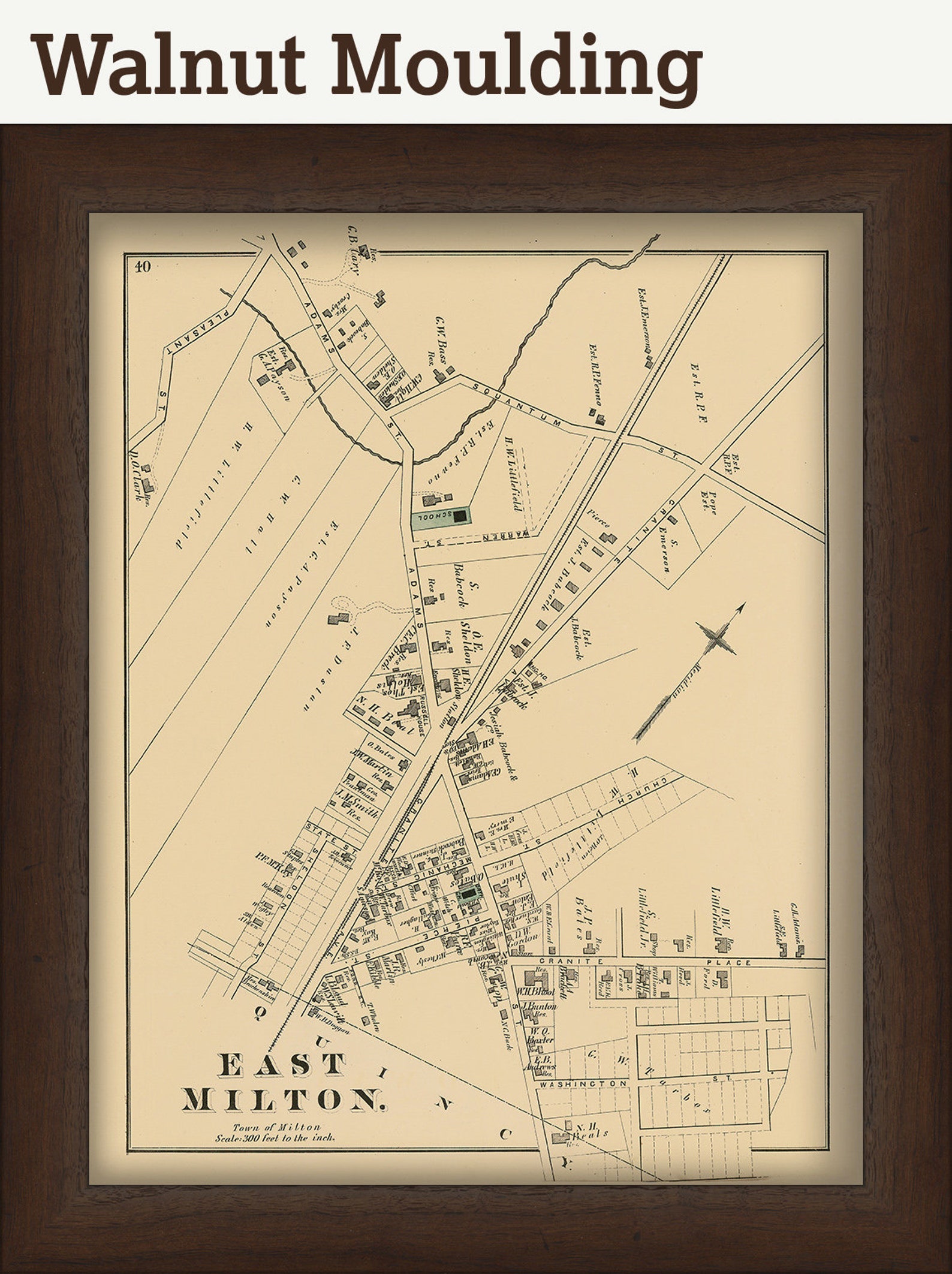 MILTON Massachusetts 1876 Map Replica or GENUINE ORIGINAL - Etsy