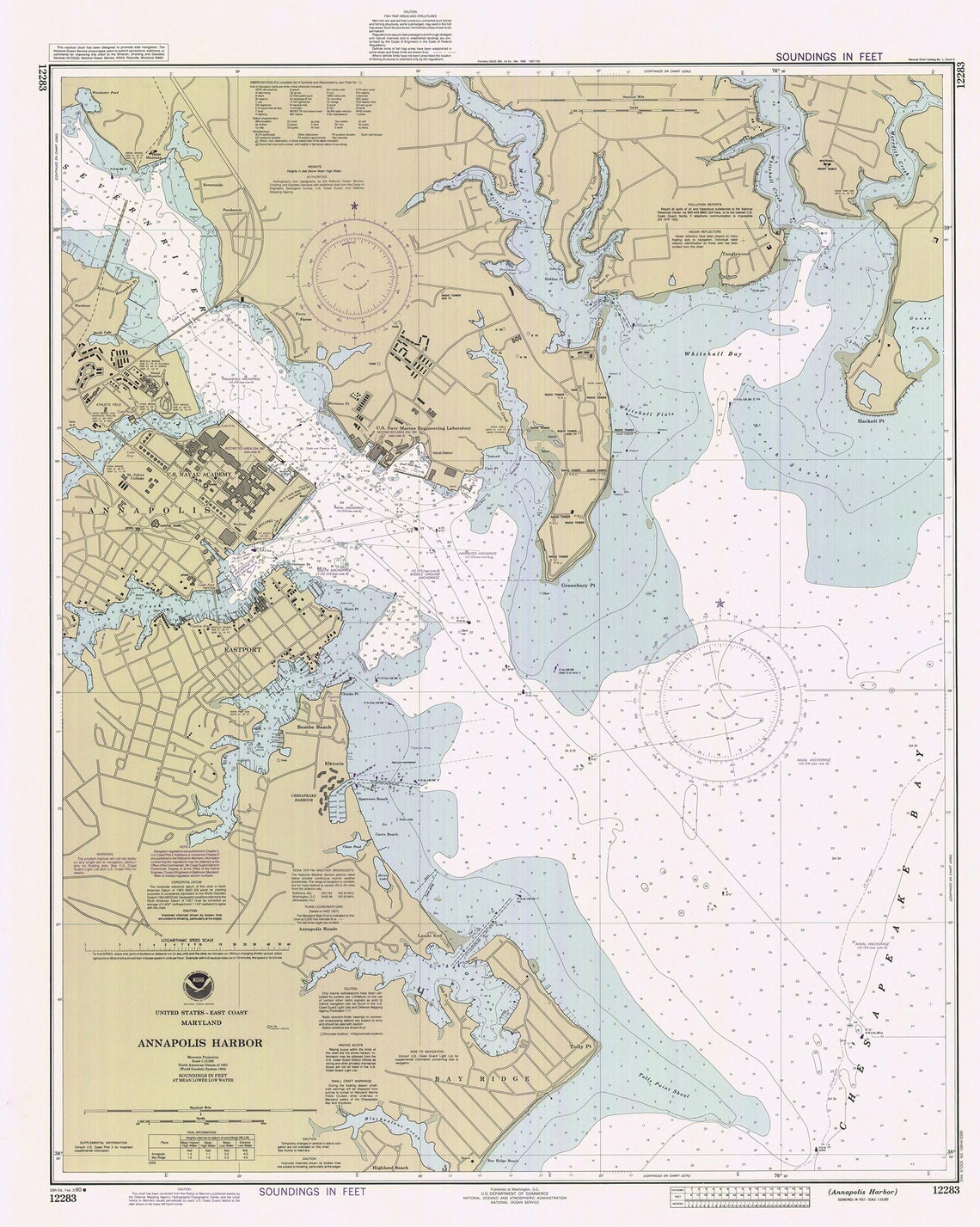 ANNAPOLIS HARBOR Maryland Nautical Chart 1990 - Etsy