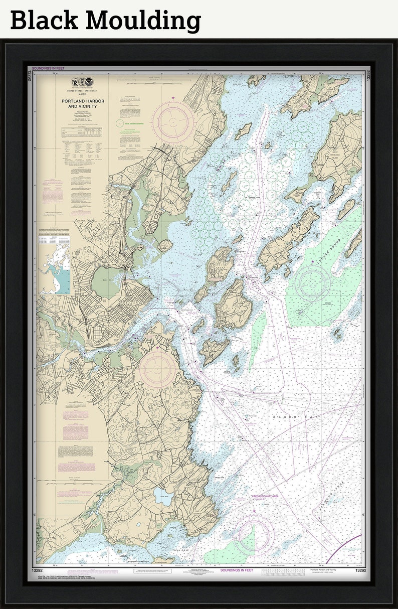 PORTLAND HARBOR Maine Nautical Chart 2018 - Etsy