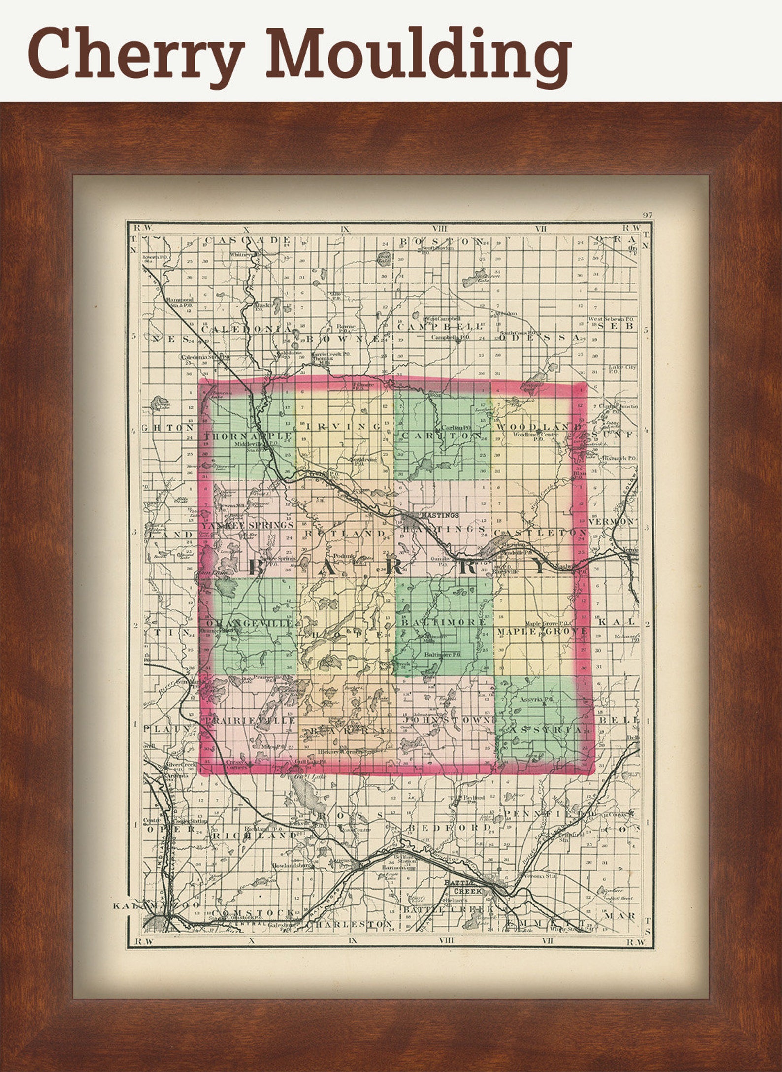 BARRY COUNTY Michigan 1873 Map Replica or Genuine Original | Etsy