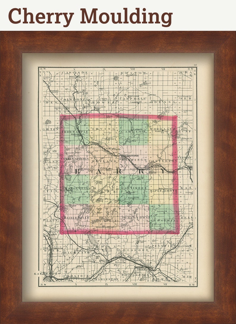 BARRY COUNTY, Michigan 1873 Map - Replica or Genuine Original - Etsy