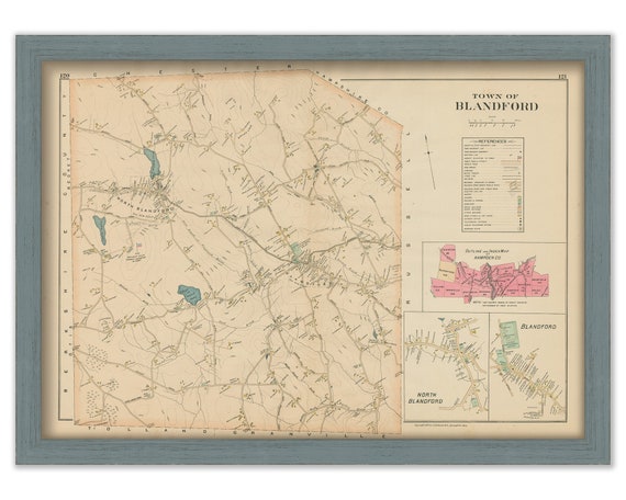 BLANDFORD Massachusetts 1894 Map Replica or Genuine - Etsy