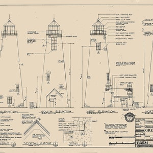 GREAT POINT LIGHTHOUSE, Nantucket, Massachusetts Drawing and Plan of ...