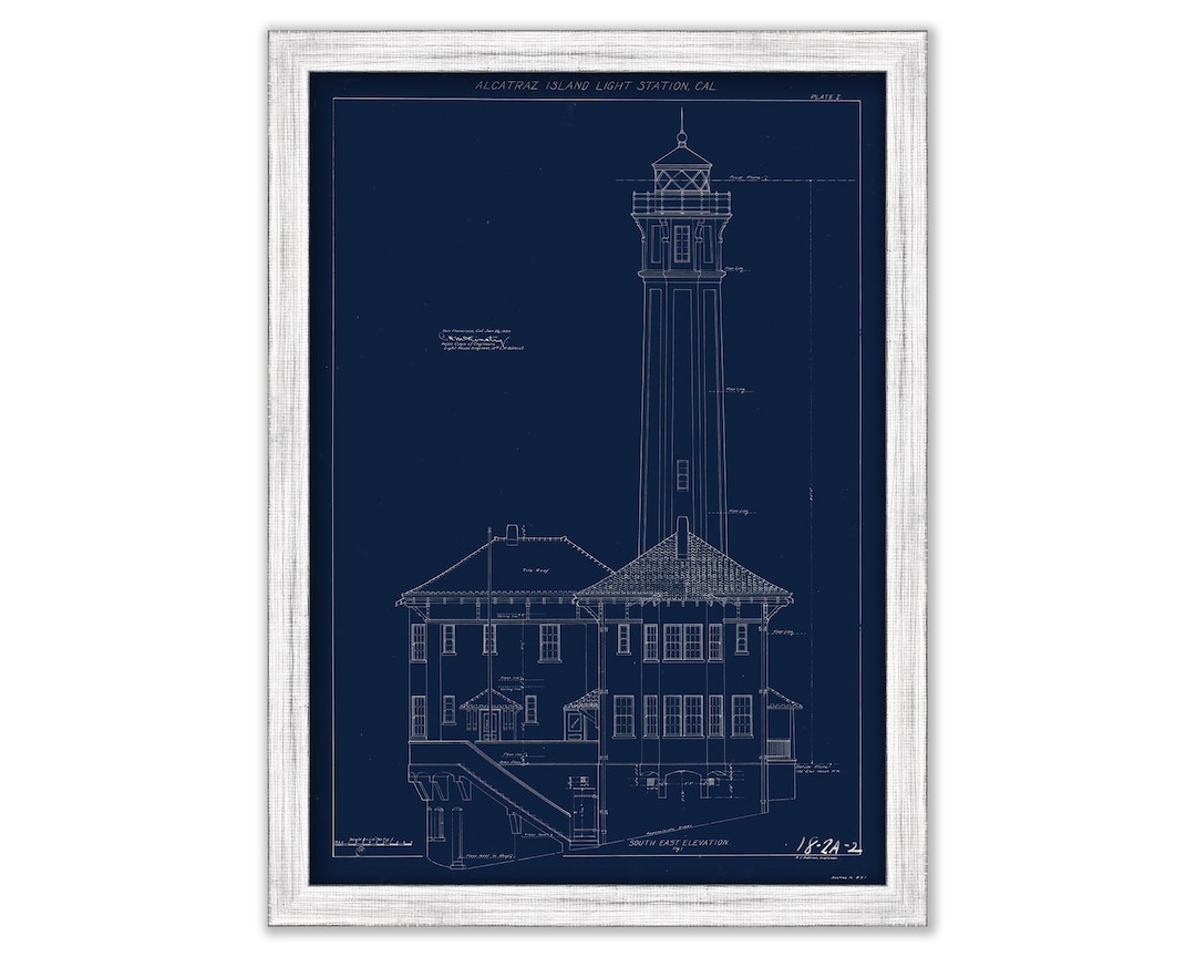 ALCATRAZ ISLAND LIGHTHOUSE, California - Blueprint Drawing and Plan of ...