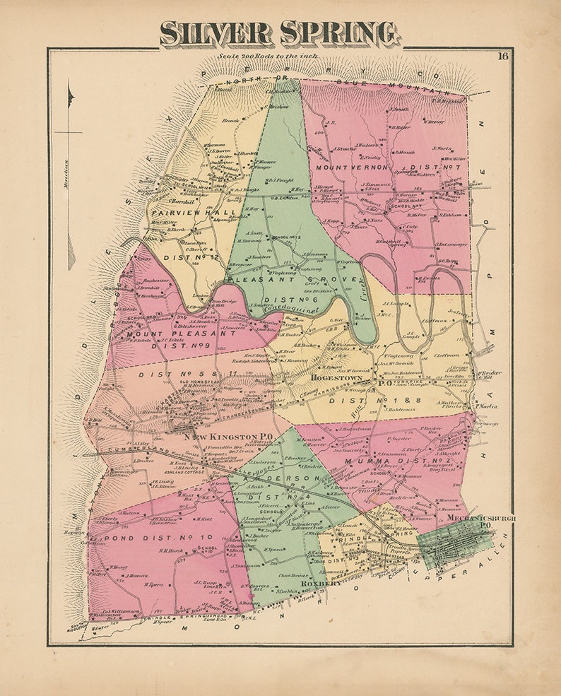 SILVER SPRINGS Pennsylvania 1872 Map Replica or Genuine - Etsy UK