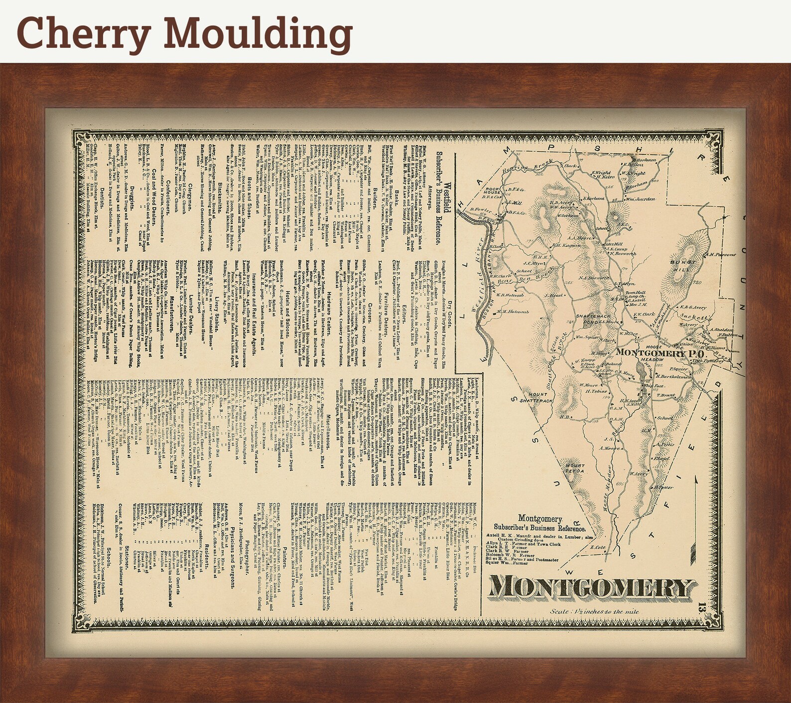 Town of MONTGOMERY, Massachusetts 1870 Map - Etsy