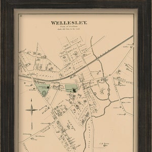 WELLESLEY, Massachusetts 1876 Map - Replica or GENUINE ORIGINAL - Etsy