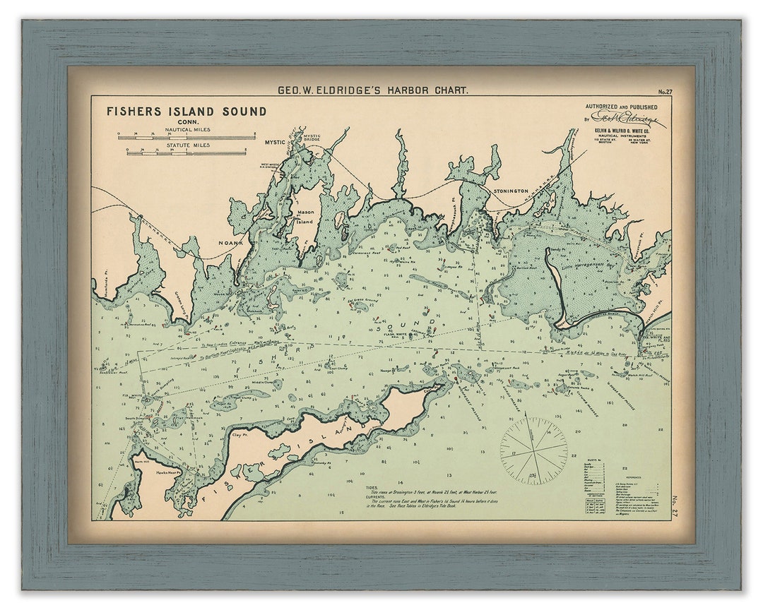 Fishers Island Sound - Nautical Chart by George W. Eldridge 1901 ...