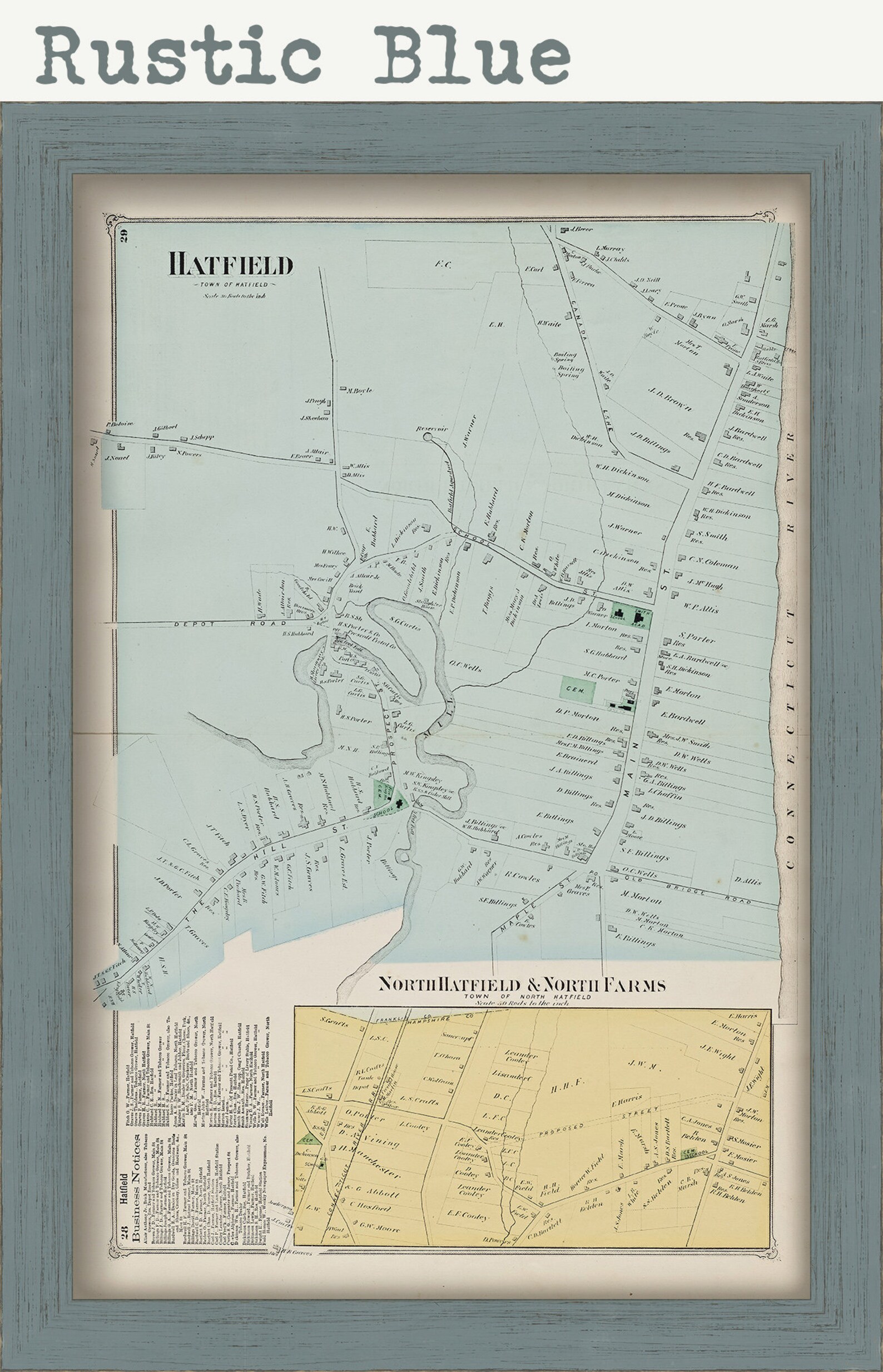 Village of HATFIELD, Massachusetts 1873 Map - Etsy