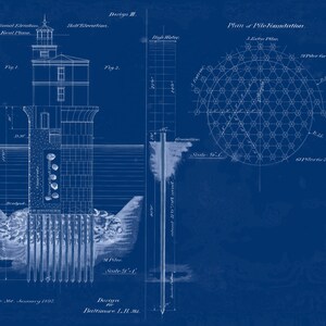 BALTIMORE HARBOR LIGHTHOUSE, Baltimore, Maryland - Blueprint Drawing ...