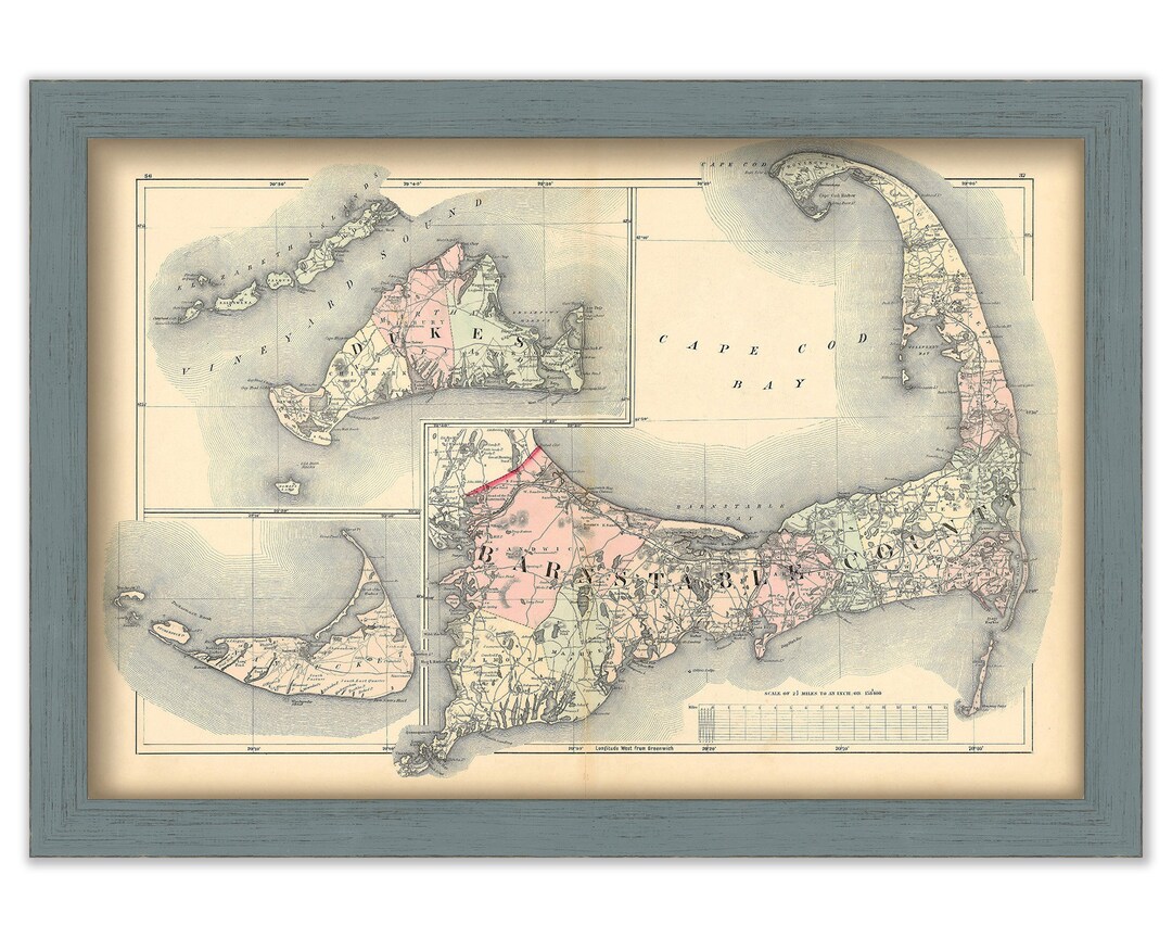 Cape Cod, Nantucket and Martha's Vineyard, Massachusetts - Map by ...