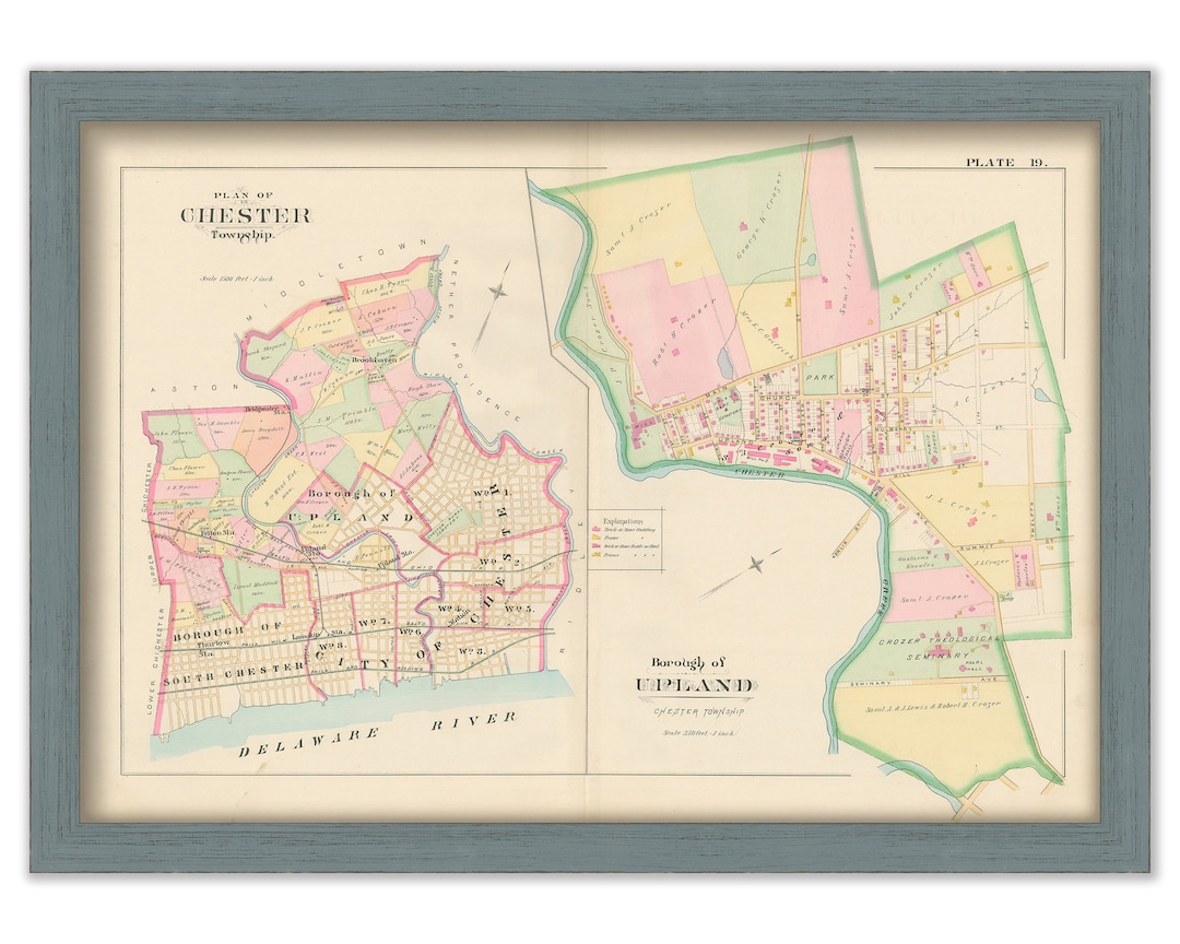 CHESTER TOWNSHIP and the Borough of UPLAND, Pennsylvania - 1892 Map - Etsy