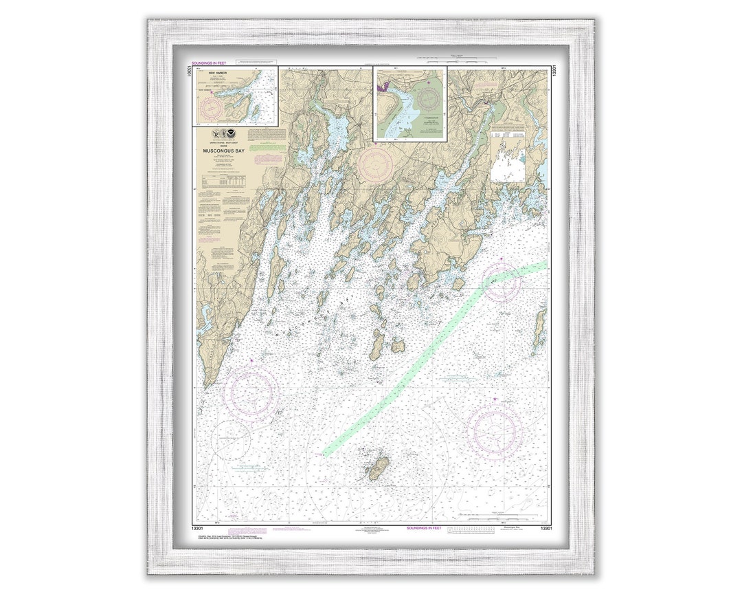 Monhegan Island and Muscongus Bay, Maine - 2018 Nautical Chart - Etsy