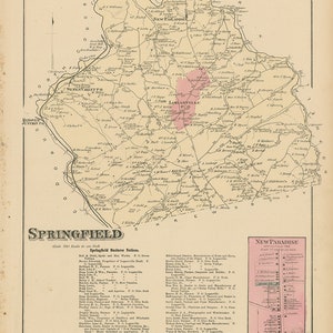 SPRINGFIELD, Pennsylvania 1876 Map - Replica or Genuine ORIGINAL - Etsy