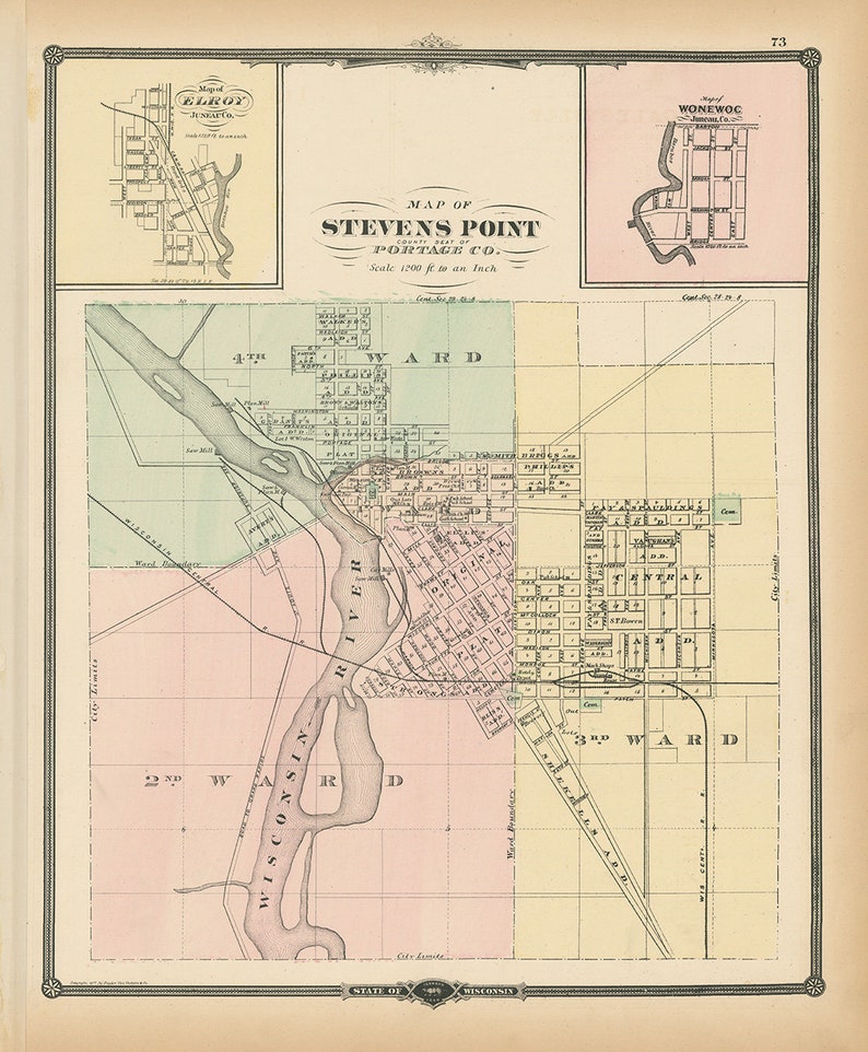 STEVENS POINT Wisconsin 1878 Map Replica or Genuine Original - Etsy
