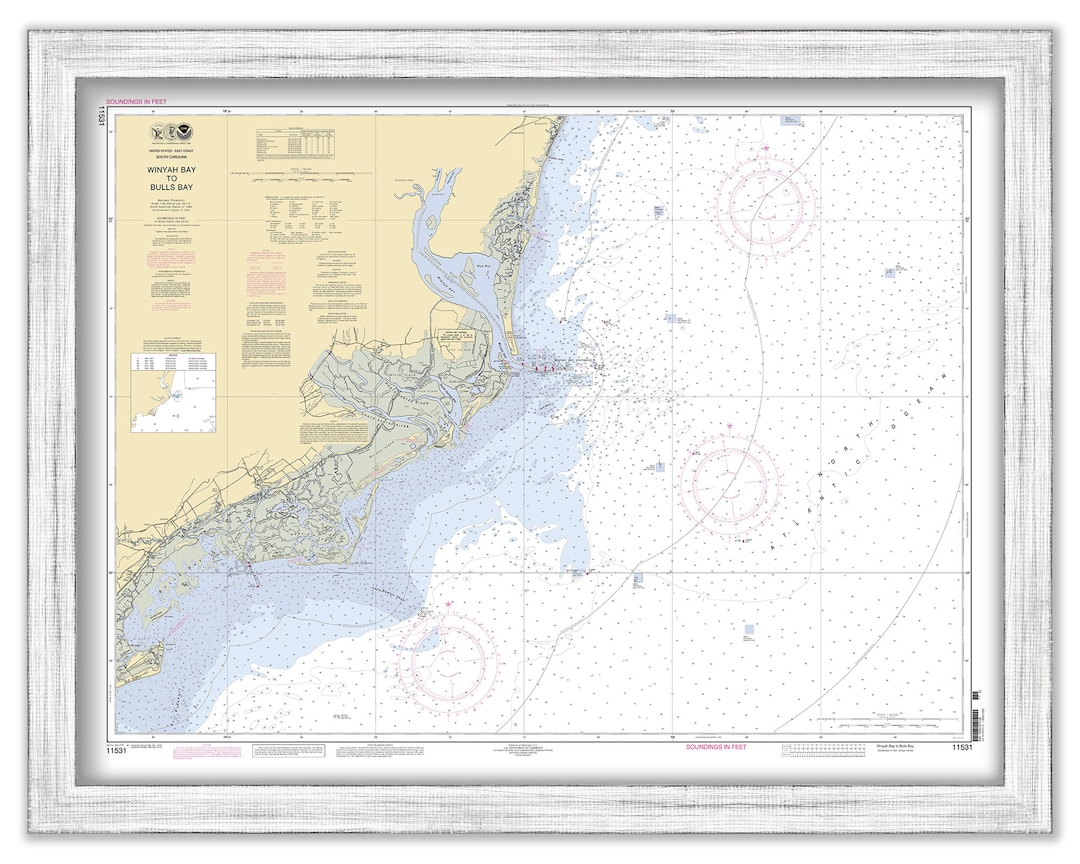 Winyah Bay to Bulls Bay, South Carolina - 2012 Nautical Chart - Etsy