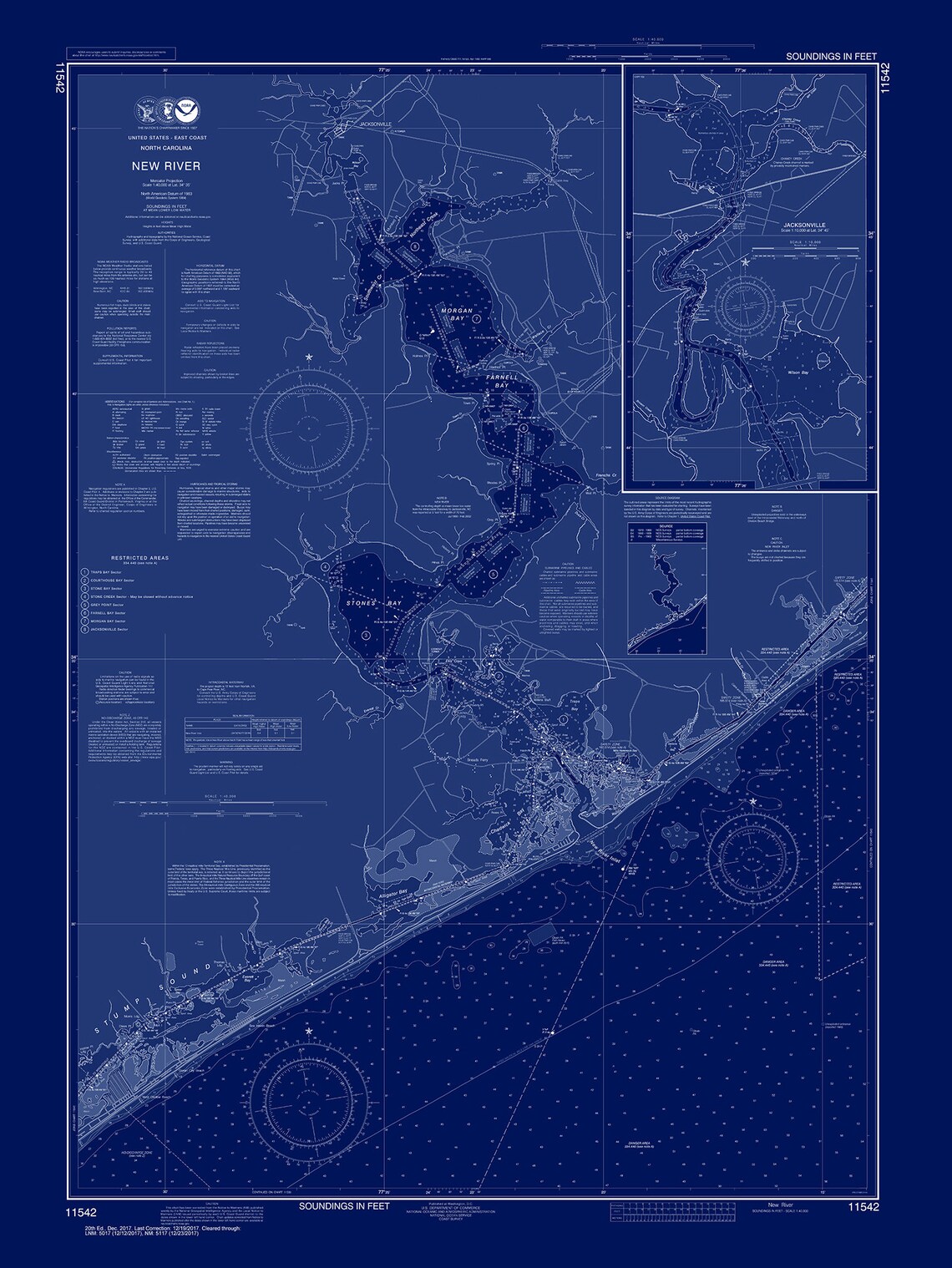 NEW RIVER North Carolina 2017 Nautical Chart Blueprint | Etsy