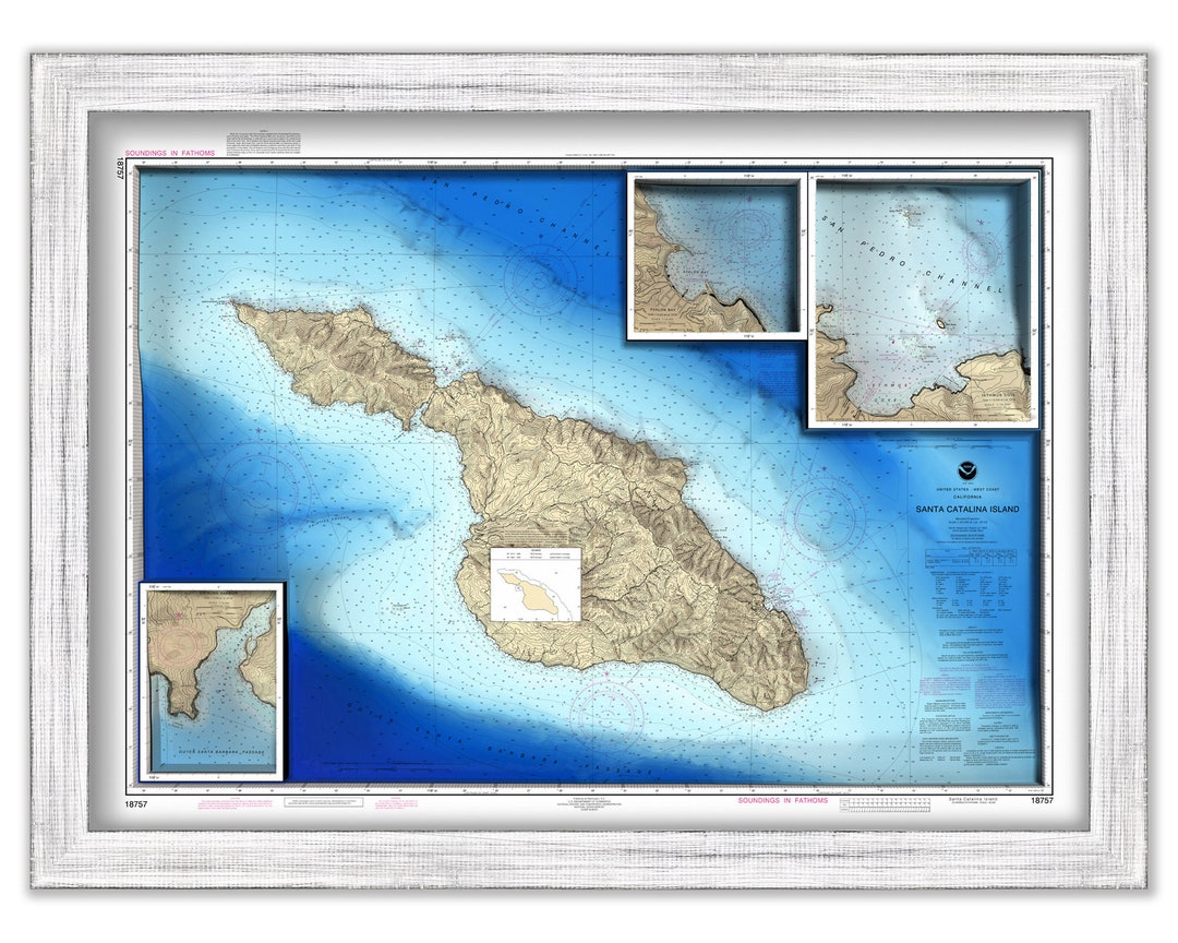 SANTA CATALINA ISLAND, California - Enhanced Nautical Chart - Etsy