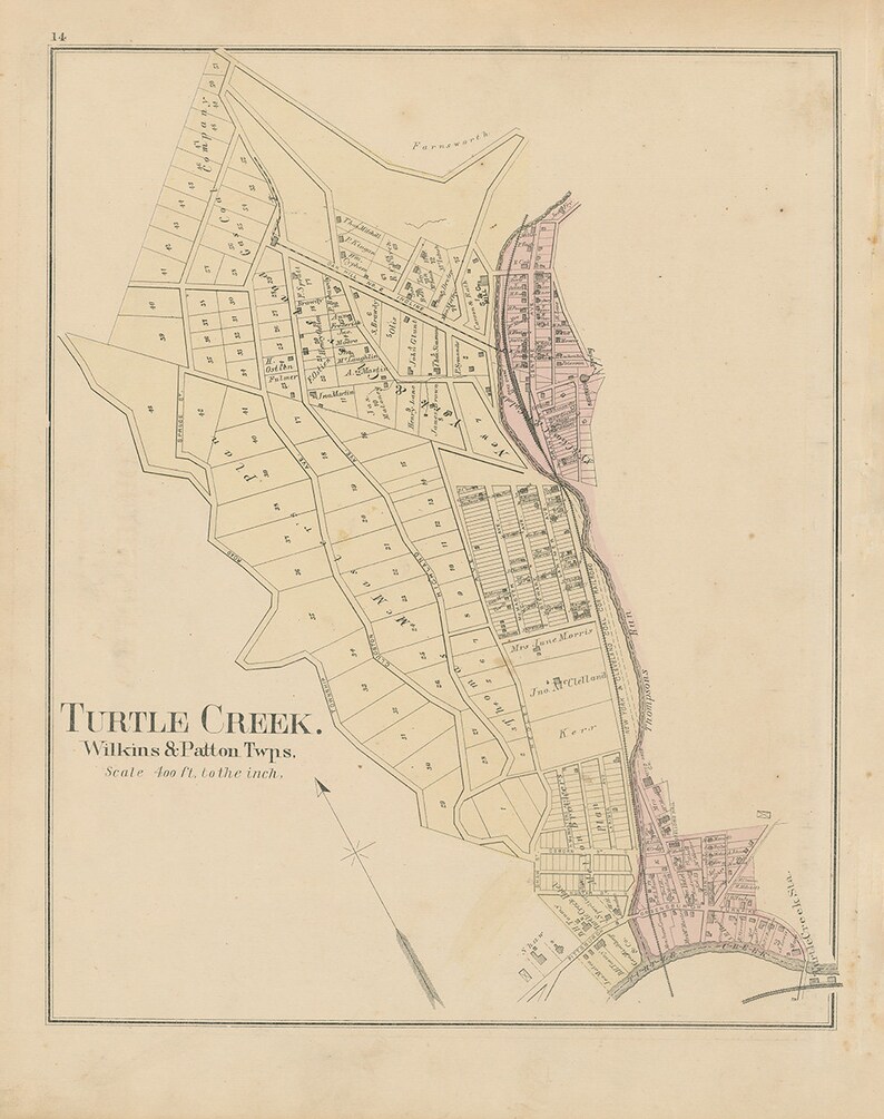 TURTLE CREEK Wilkins and Patton Pennsylvania 1876 Map - Etsy