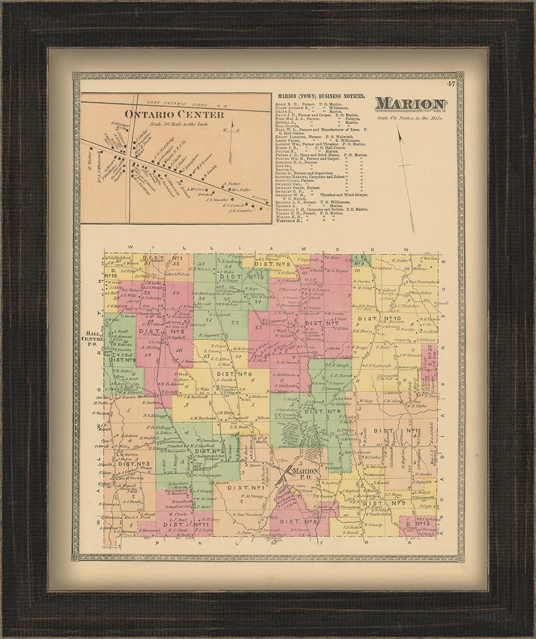 Town of MARION, New York 1874 Map, Replica and GENUINE ORIGINAL - Etsy