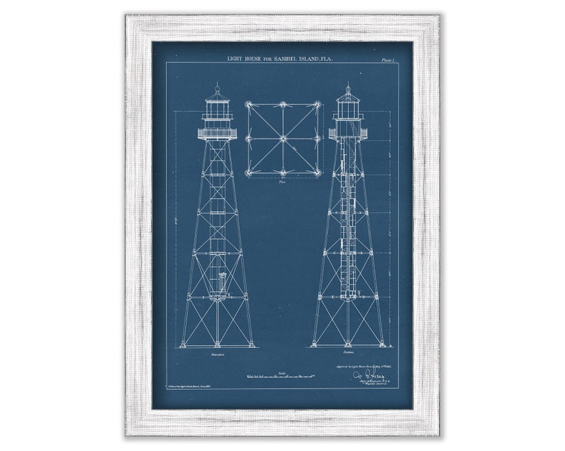 SANIBEL ISLAND LIGHTHOUSE, Florida - Blueprint Drawing and Plan of the ...