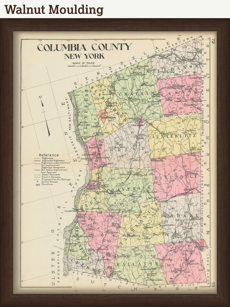 COLUMBIA County New York 1912 Map Replica or GENUINE - Etsy