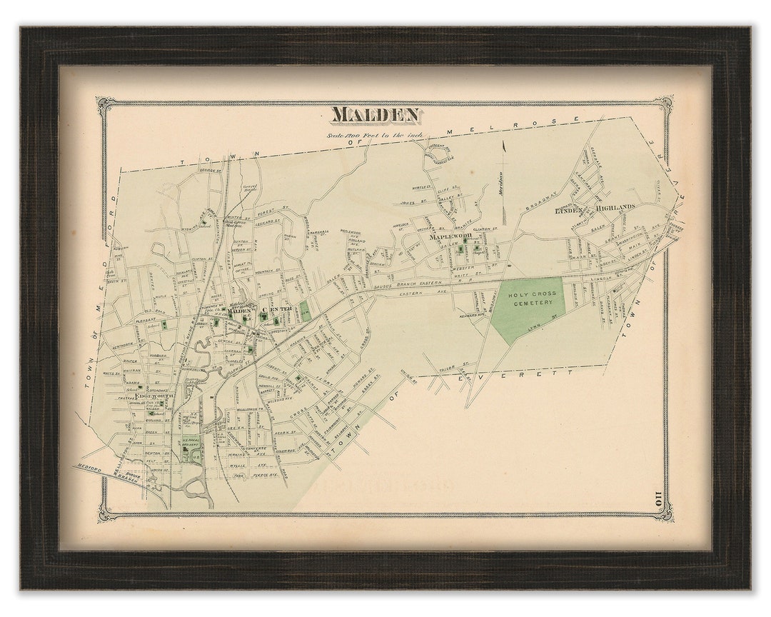 MALDEN, Massachusetts 1875 Map - Replica or Genuine ORIGINAL - Etsy