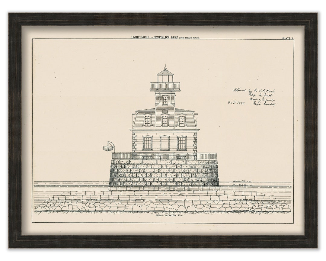 PENFIELD REEF LIGHTHOUSE, Fairfield County, Connecticut - Drawing and ...