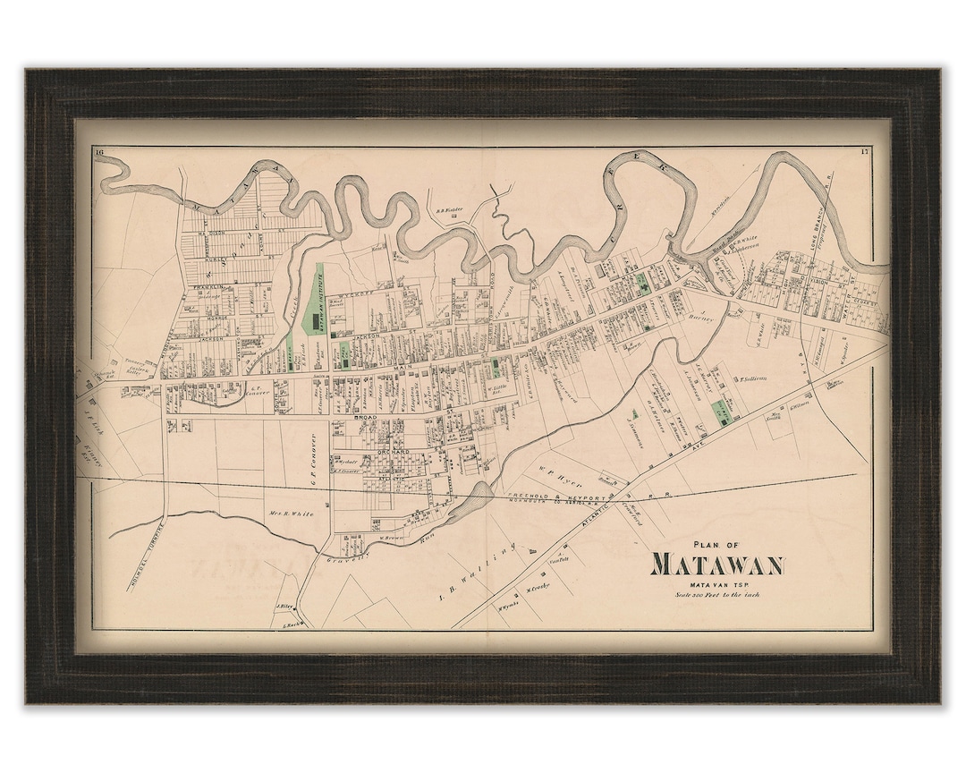 MATAWAN, New Jersey 1873 Map - Replica or Genuine ORIGINAL - Etsy