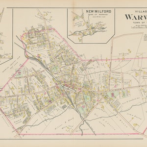 Village of WARWICK, New York 1903 Map - Replica or Genuine Original - Etsy