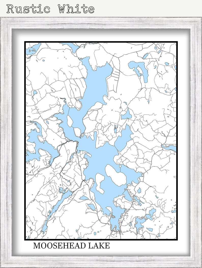 MOOSEHEAD LAKE Maine Contemporary Map Poster | Etsy