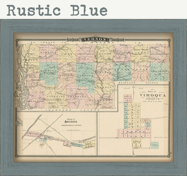 VERNON COUNTY, Wisconsin 1878 Map, Replica or Genuine Original - Etsy