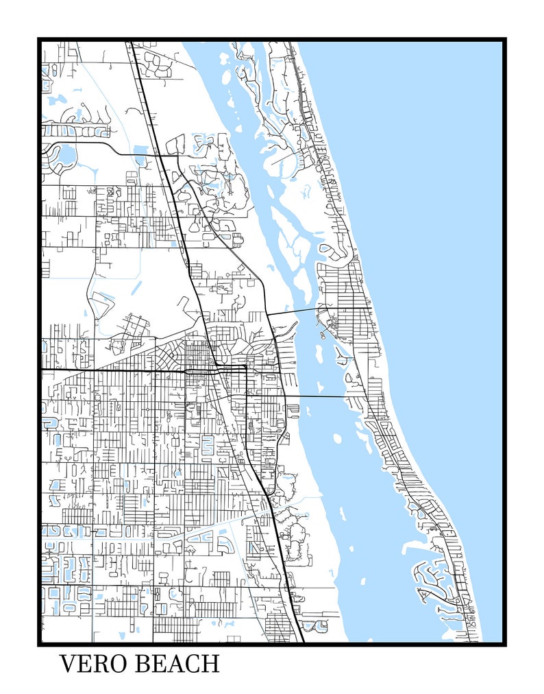 VERO BEACH Florida Contemporary Map Poster - Etsy
